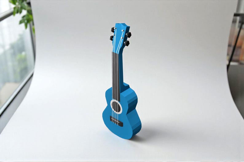 DIY Papercraft Ukulele Guitar, Papercraft Guitar, Small Guitar Pattern ...