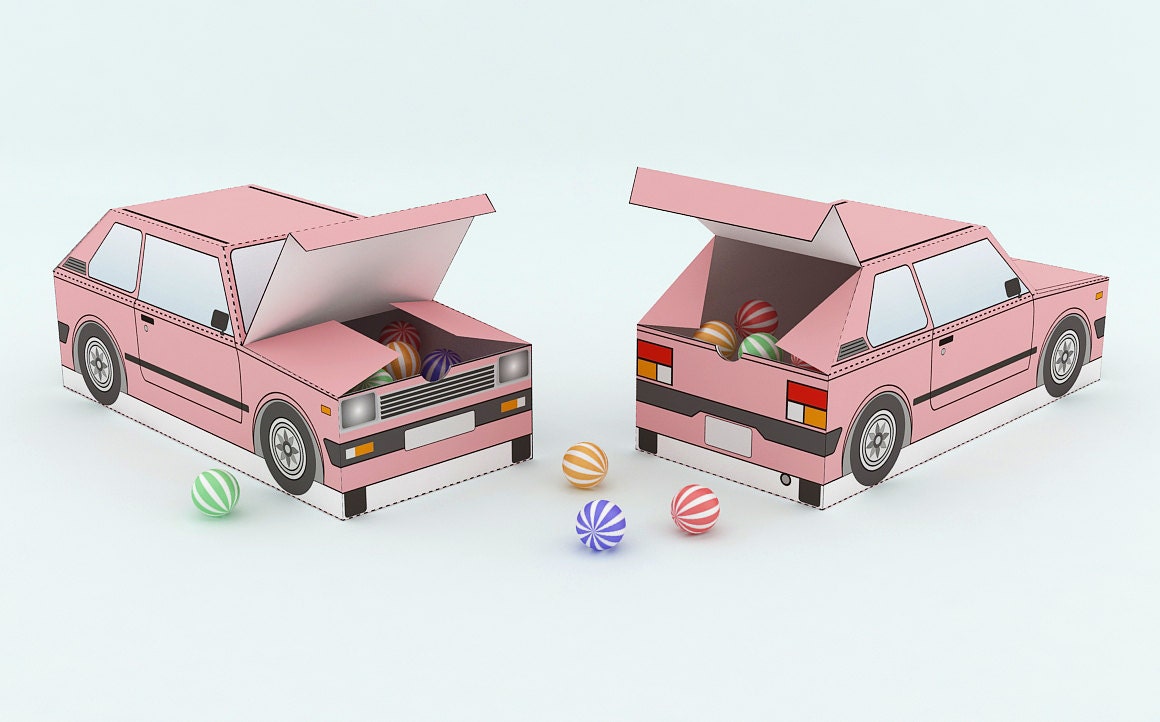 DIY Printable Car Favor Box,papercraft,instant Digital Download, Paper ...