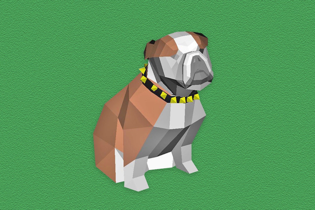 DIY Bulldog Papercraft Sculpture, 3D Lowpoly Dog Template (PDF, DXF) - Etsy