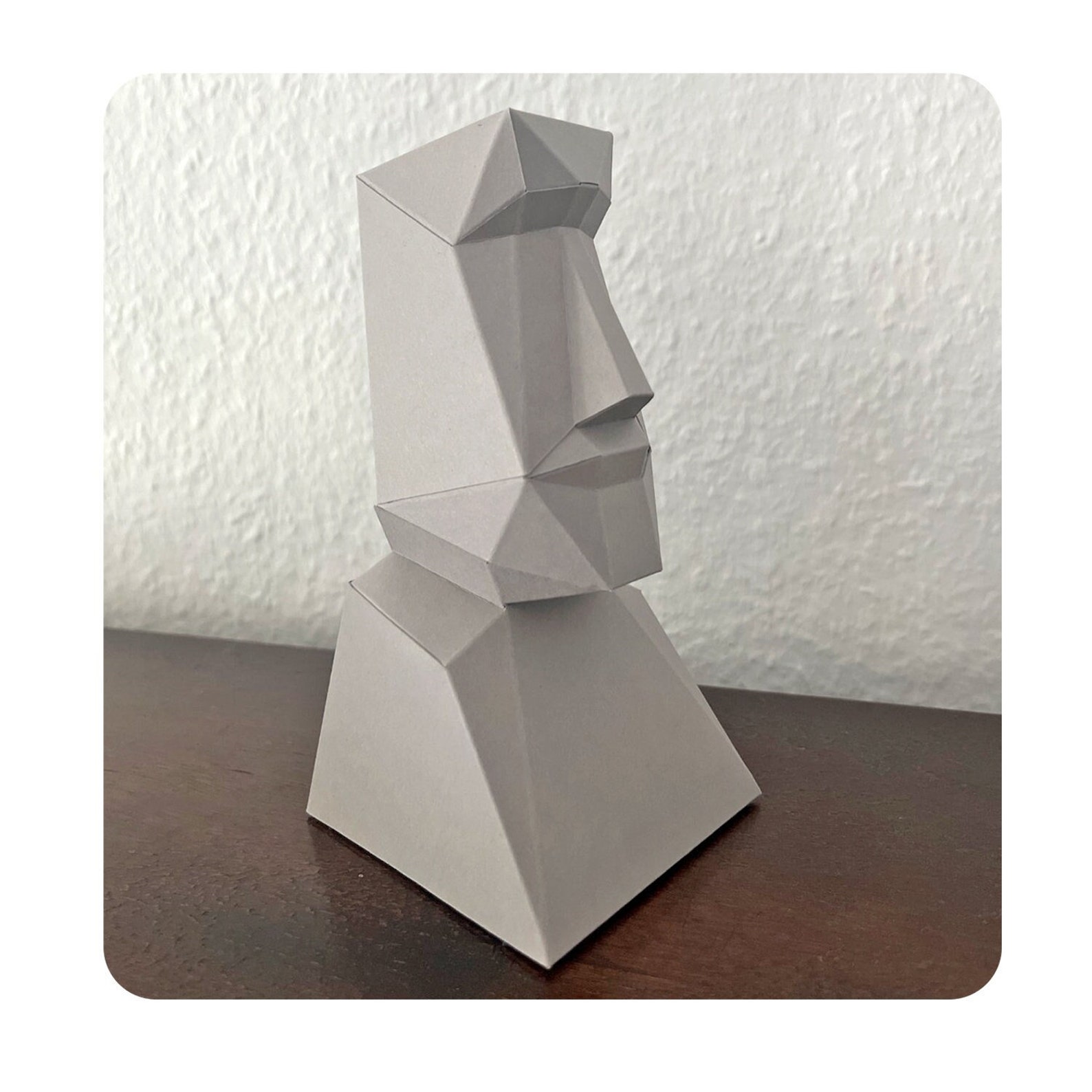 DIY Papercraft Moai Statue, Low Poly Sculpture (pdf, Eps, Dxf, Jpg, Png ...