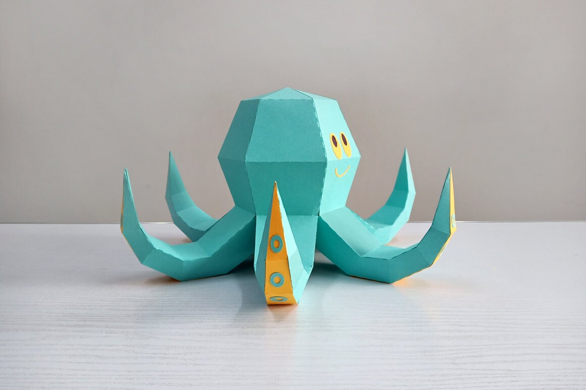 DIY Papercraft Octopus Sculpture, Nursery Decor (pdf, Dxf, Png) - Etsy