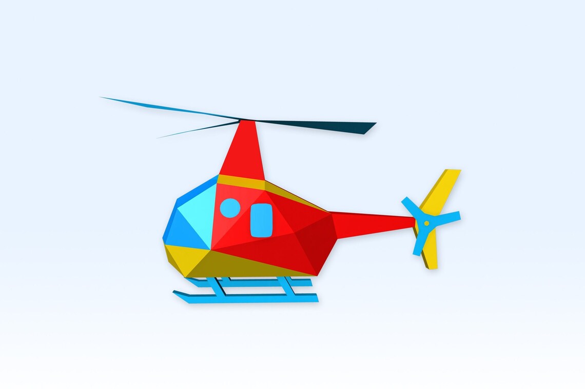 DIY Papercraft Helicopter Modellowpoly Papercraftpapercraft | Etsy
