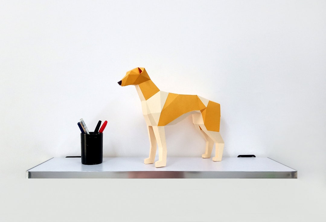 DIY Papercraft Greyhound Dog Sculpture,3d Papercraft Templates,lowpoly ...