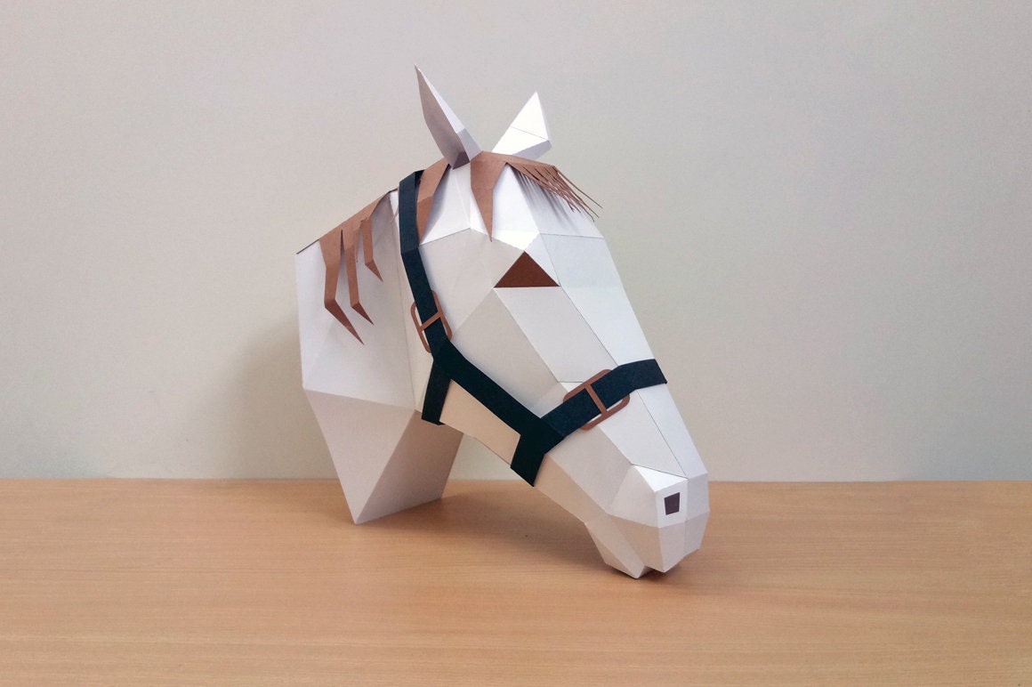 3D Papercraft Horse Trophy, Lowpoly Sculpture (PDF Pattern) - Etsy Canada