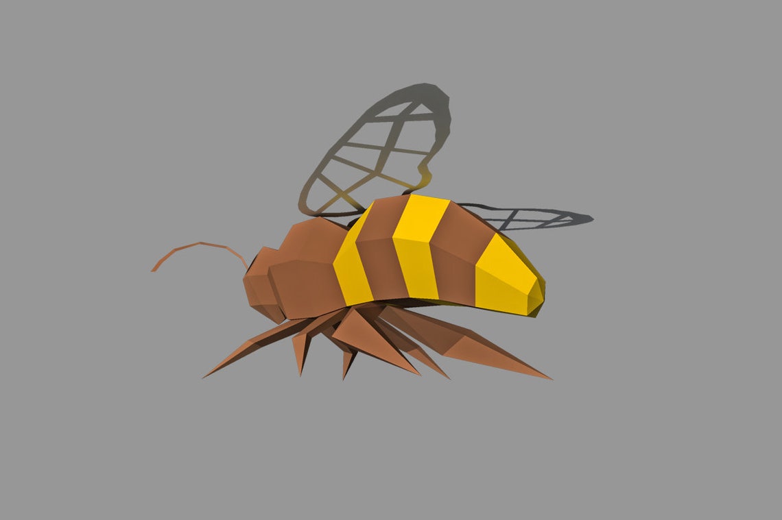 DIY Papercraft Honey Bee, Lowpoly Wasp Model (PDF Files) - Etsy