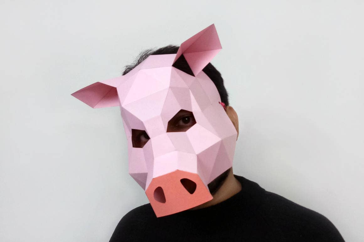 DIY Pig Maskpig Artparty Masklowpoly3d Papercraftdiy | Etsy