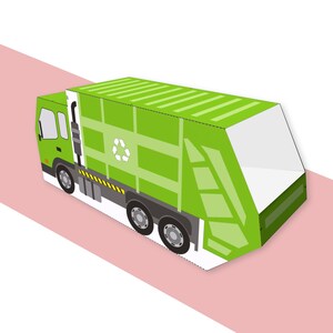 DIY Printable Garbage Truck Favor,lowpoly Papercraft, Papercraft Truck ...