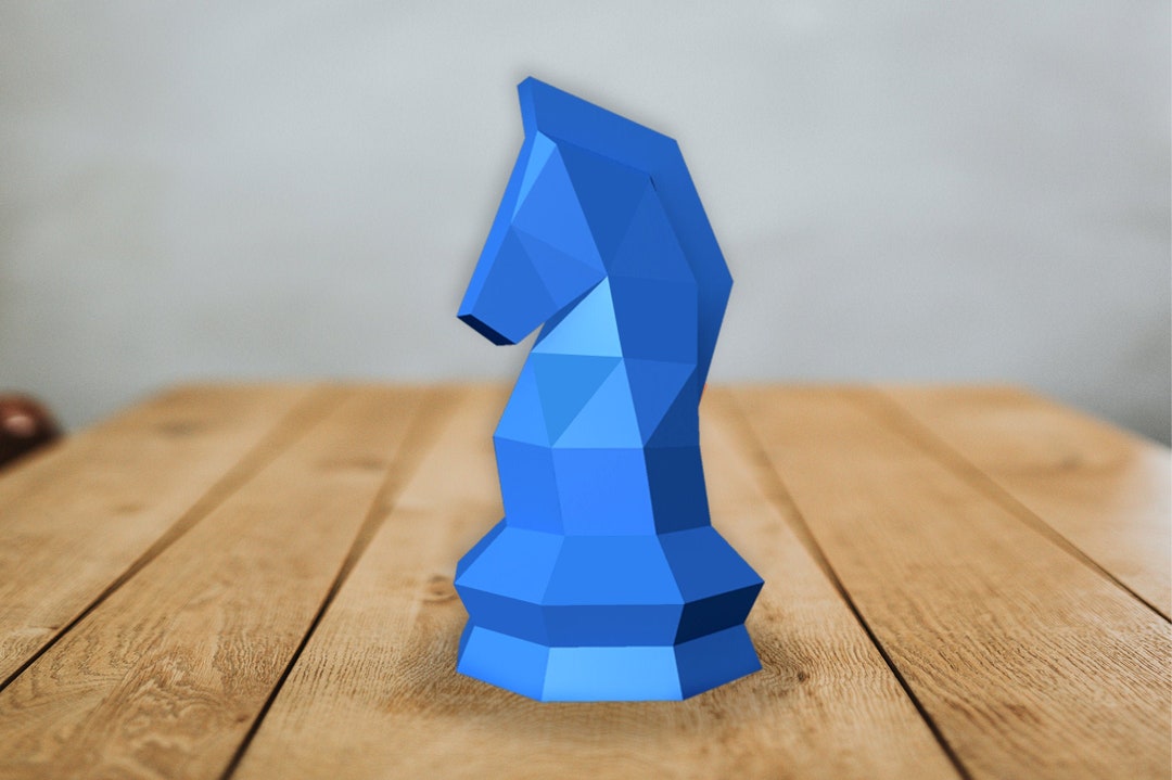DIY Papercraft Chess Knight,papercraft Horse Head,lowpoly Chess Piece ...