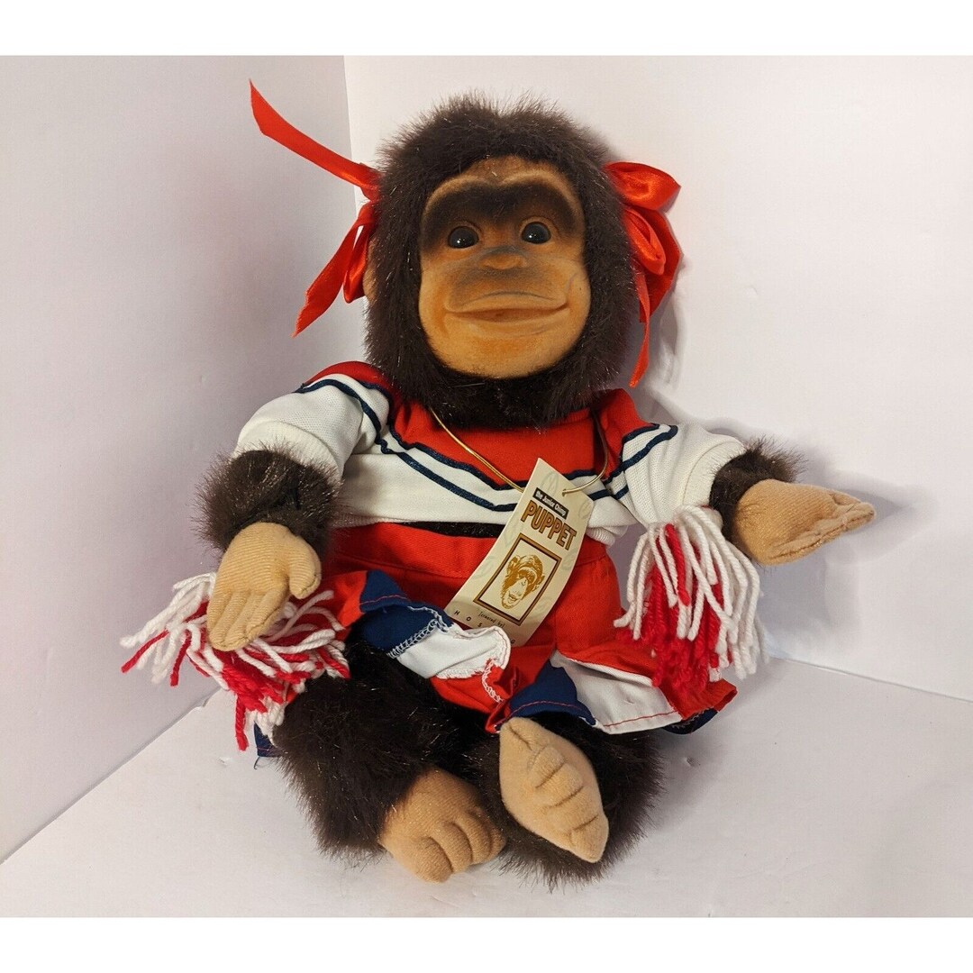 Vintage 1994 Hosung Plush Cheer Leader Monkey Puppet W/ Squeaker & Tag ...