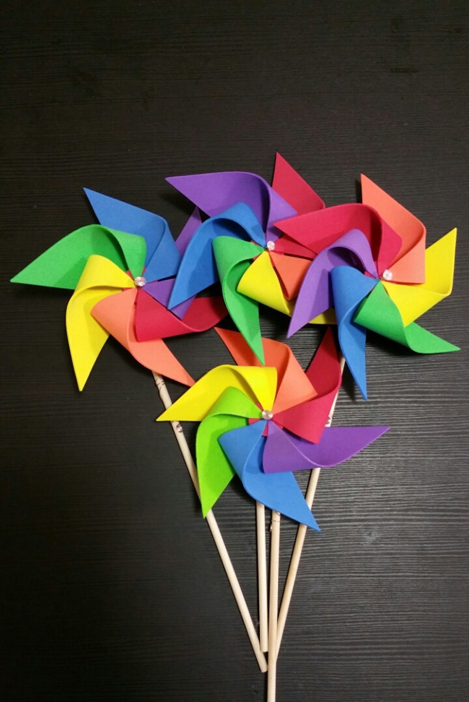 4 RAINBOW Pinwheels - SPIN in the Wind, PRIDE Parade, Party Pinwheels ...