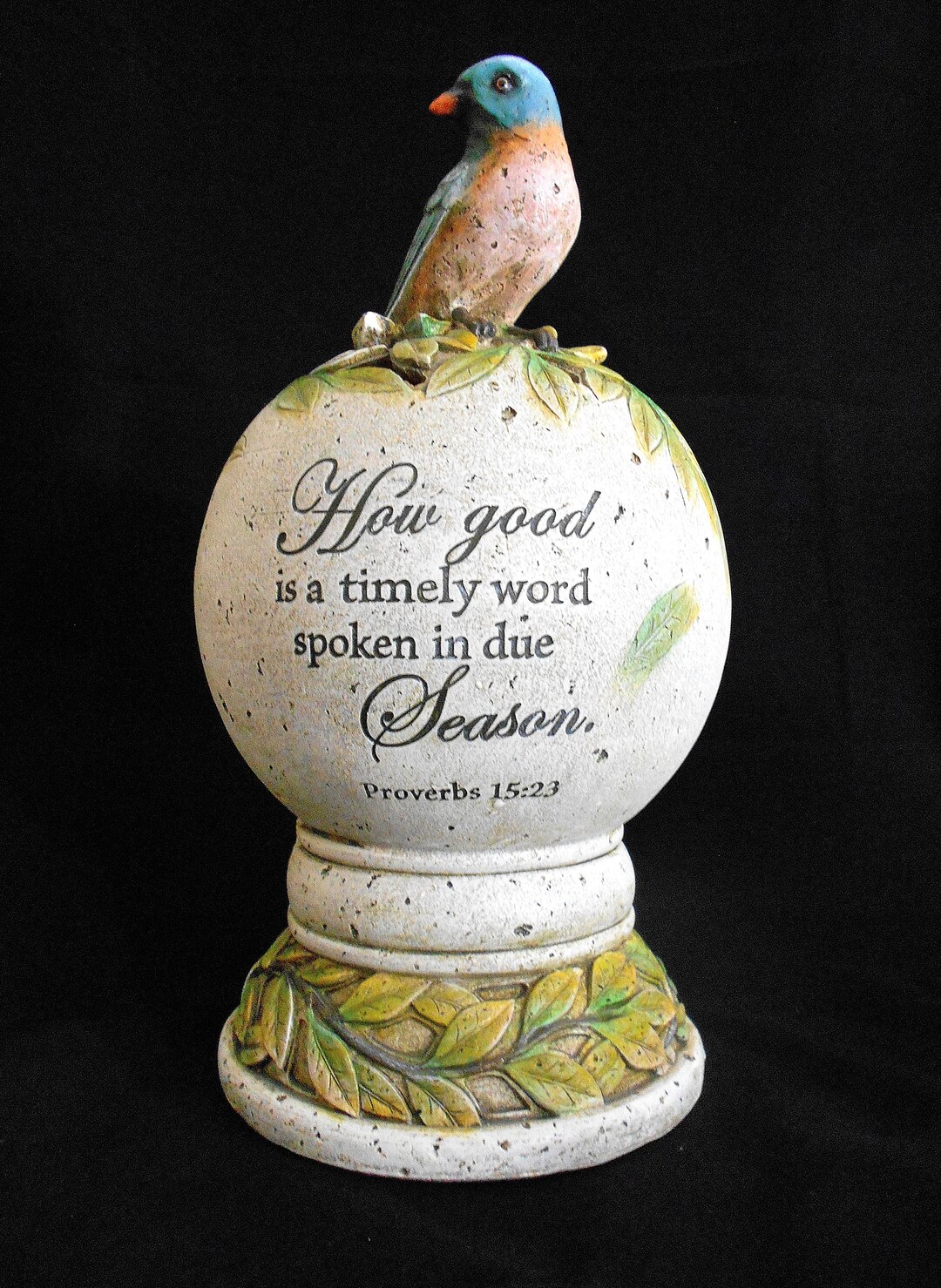 Bird on Ivy Globe W/ Bible Verse Inscription Bird Sculpture - Etsy
