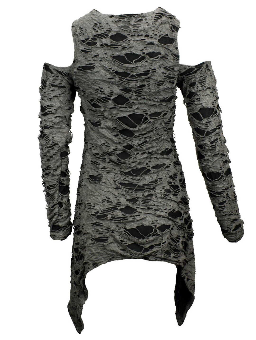 Asymmetrical Dress in Shred Look Shoulderfree With Long Sleeves - Etsy