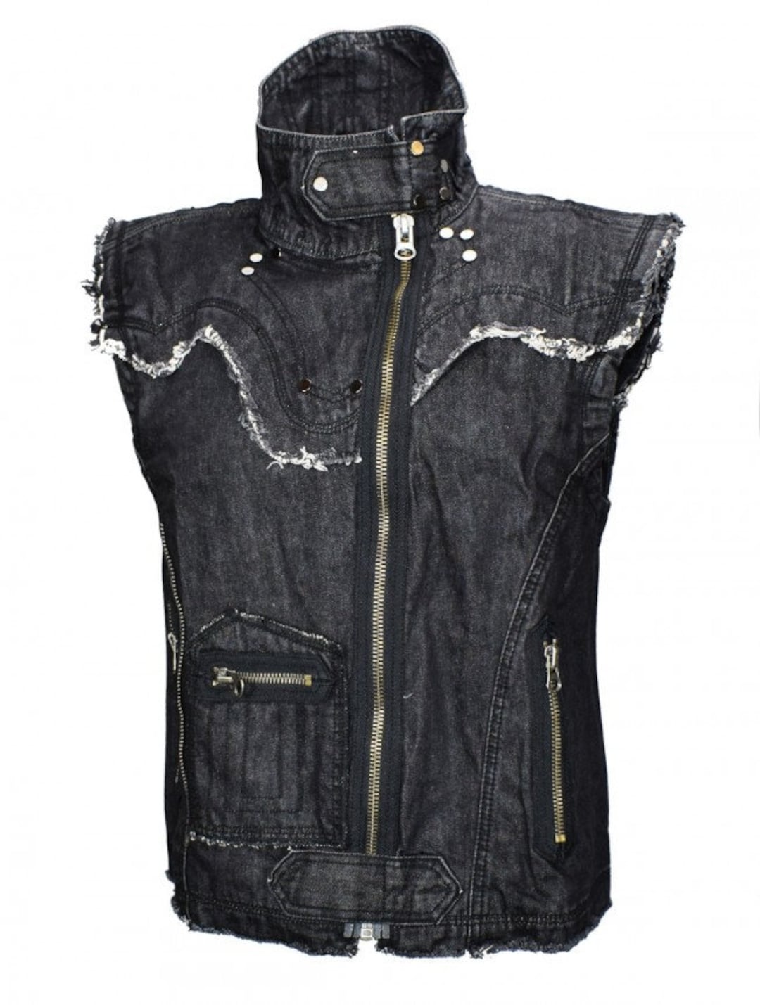 Gothic Apocalyptic Vest Stonewashed Canvas Anthracite - Etsy