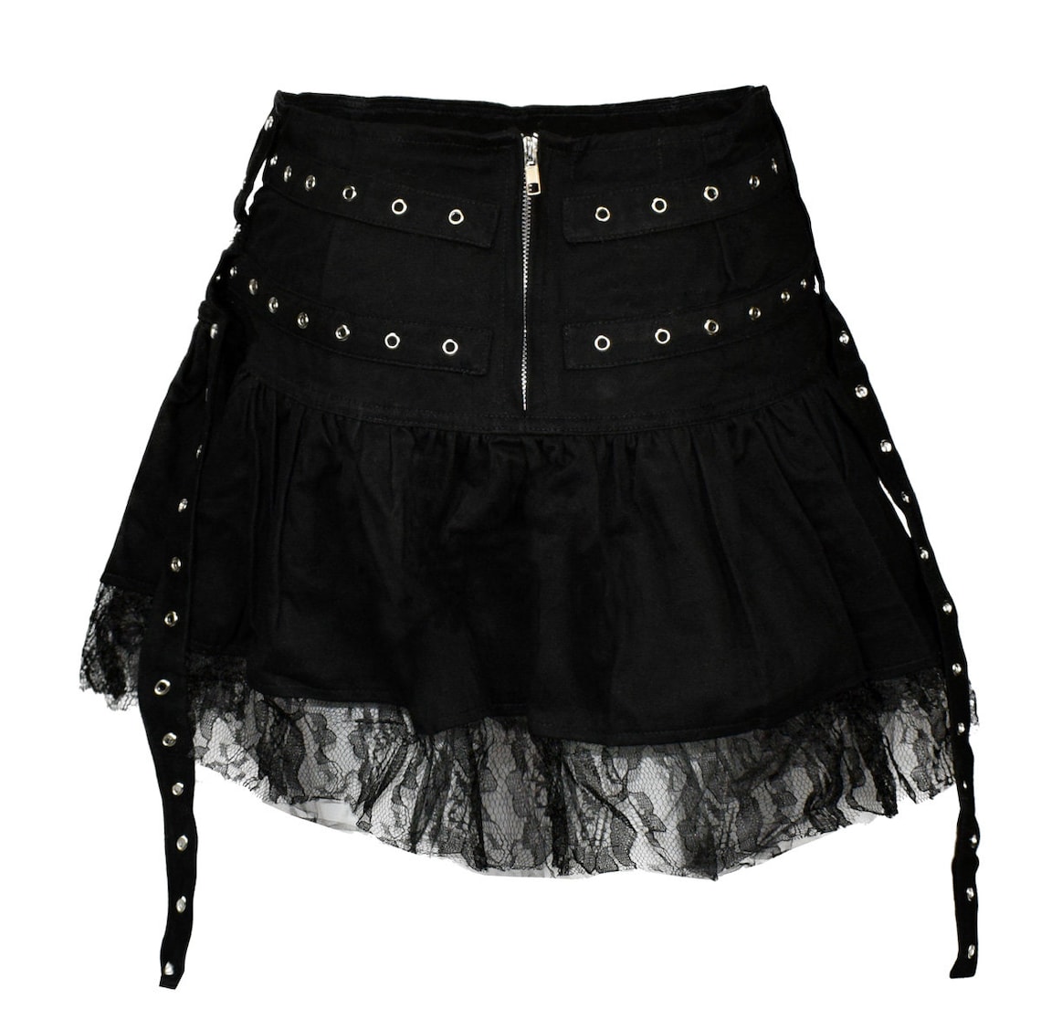 Black Gothic Skirt With Eylet Straps - Etsy