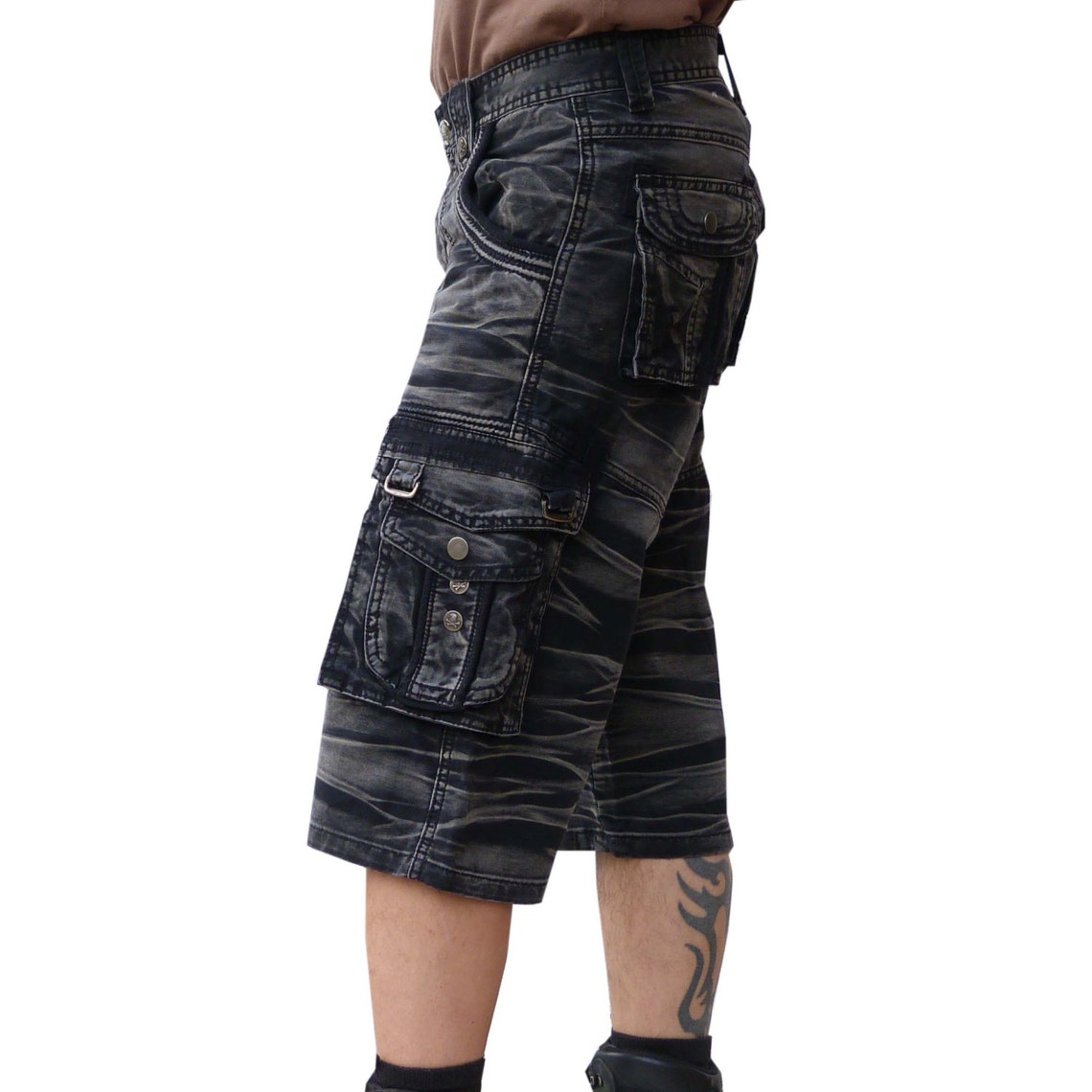 Snowwashed batik shorts gray black | Etsy