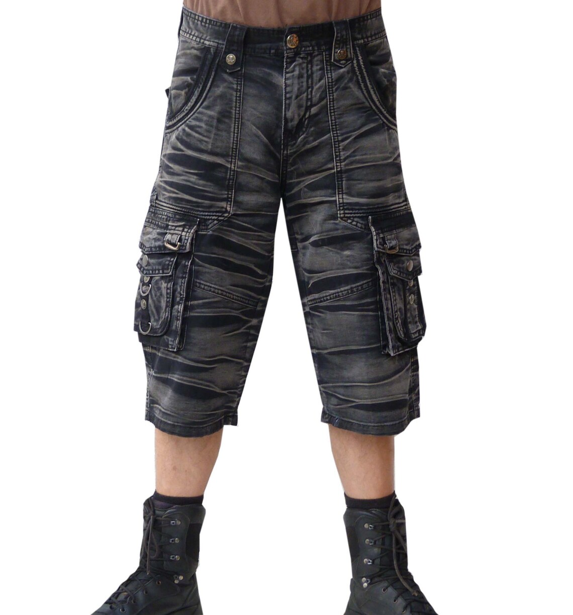 Snowwashed batik shorts gray black | Etsy