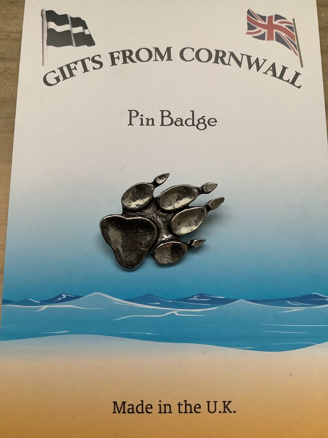 Paw Print Silver Pewter Pin Badge - Etsy