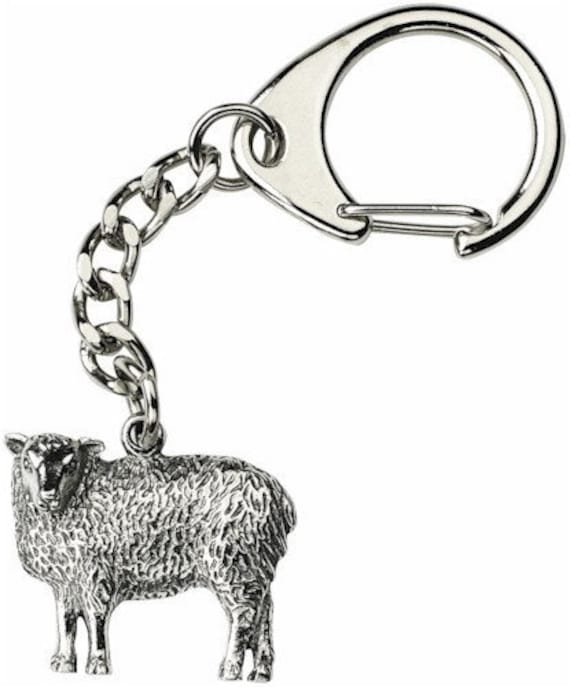 Sheep Silver Pewter Keyring - Etsy