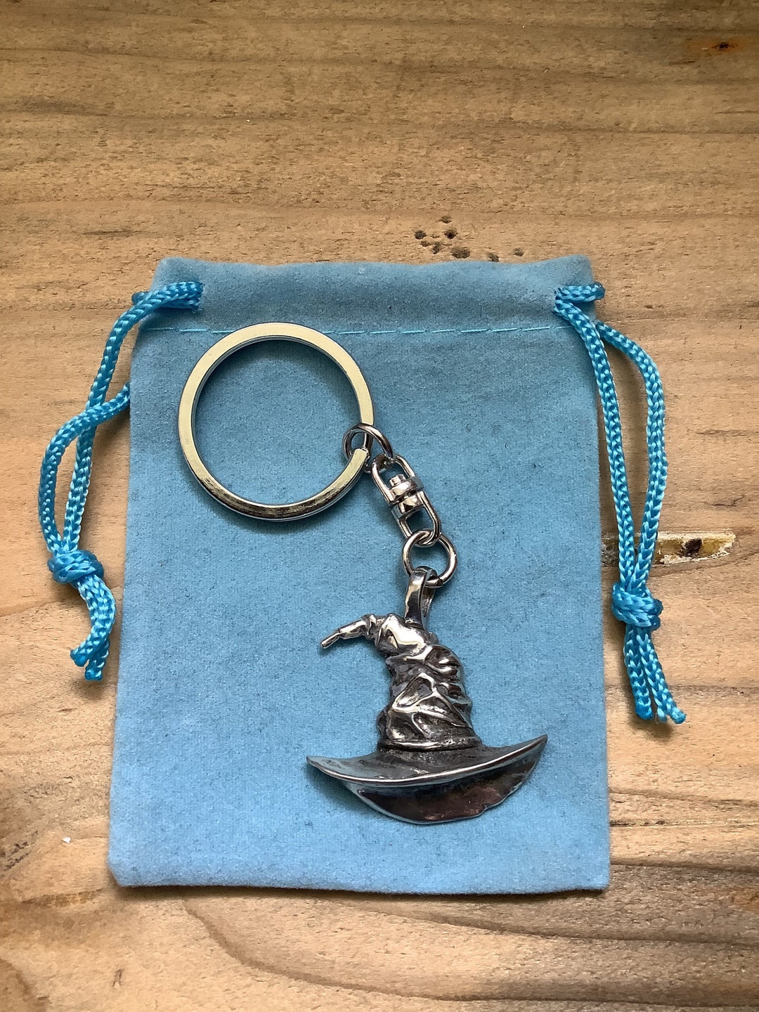 Witches Hat Silver Pewter Keychain With A Velveteen Gift Bag - Etsy