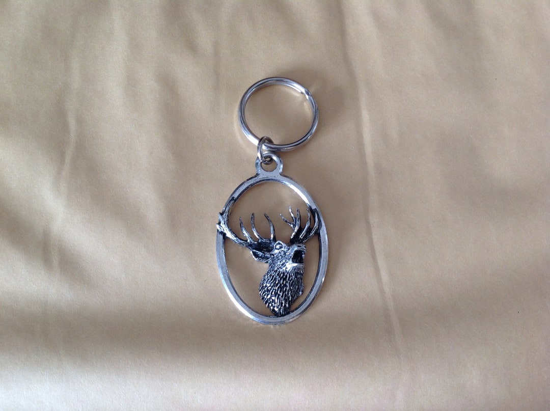 Roaring Stag Silver Pewter Quality Keyring - Etsy