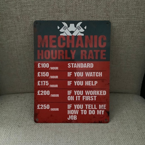 Hourly Rate Sign - Etsy