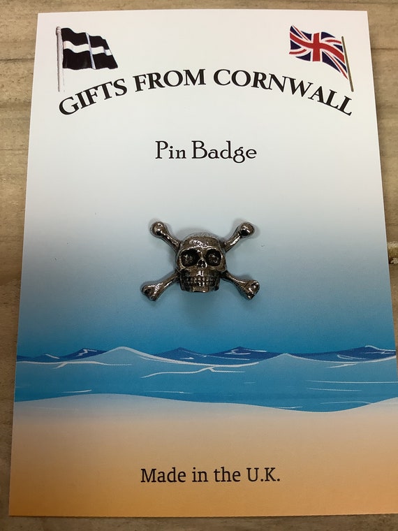 Skull & Crossbones Silver Pewter Pin Badge - Etsy