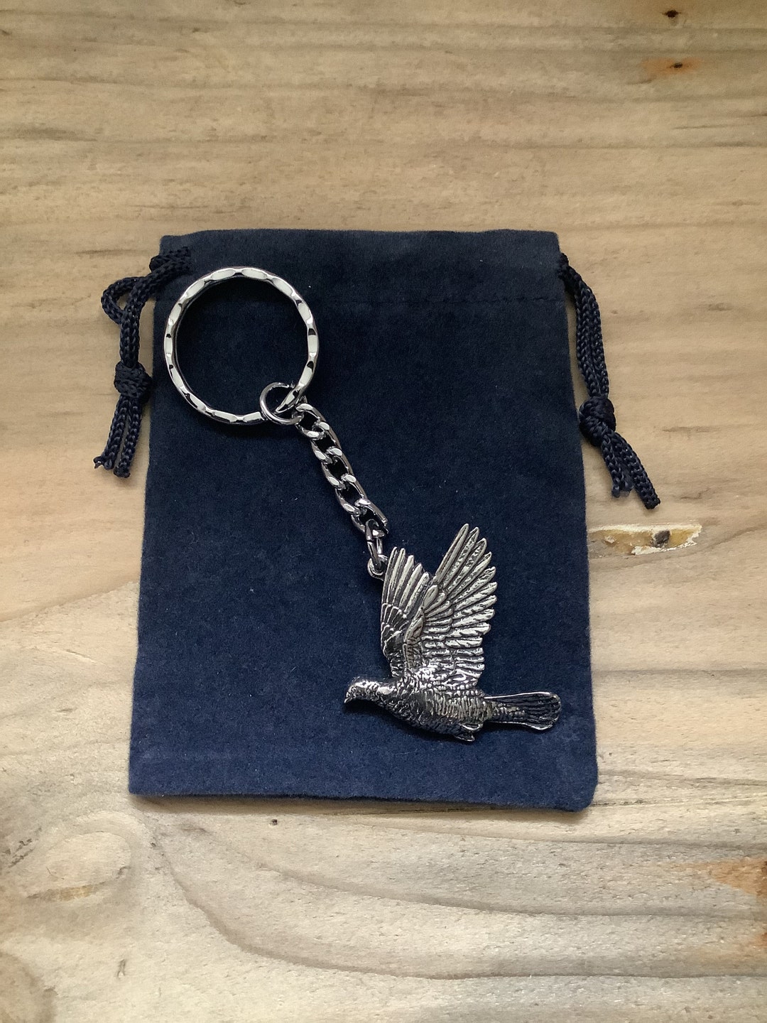 Wood Pigeon Silver Pewter Keychain With A Velveteen Gift Bag - Etsy