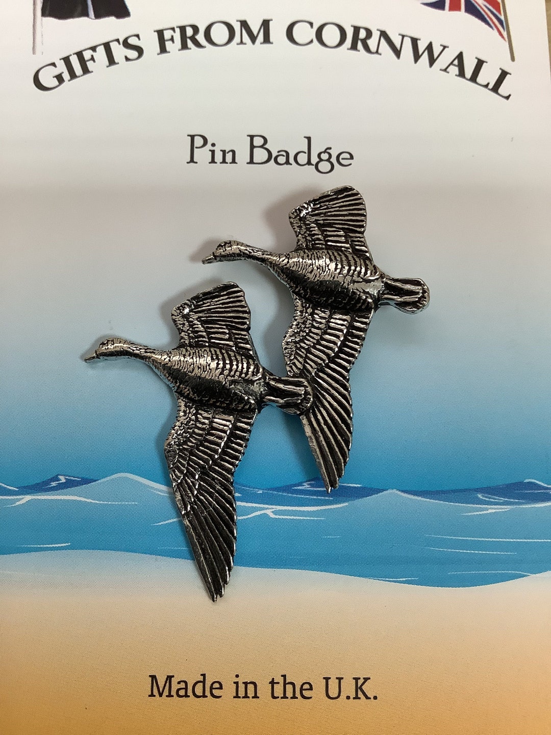 Flying Geese Silver Pewter Pin Badge T - Etsy Australia