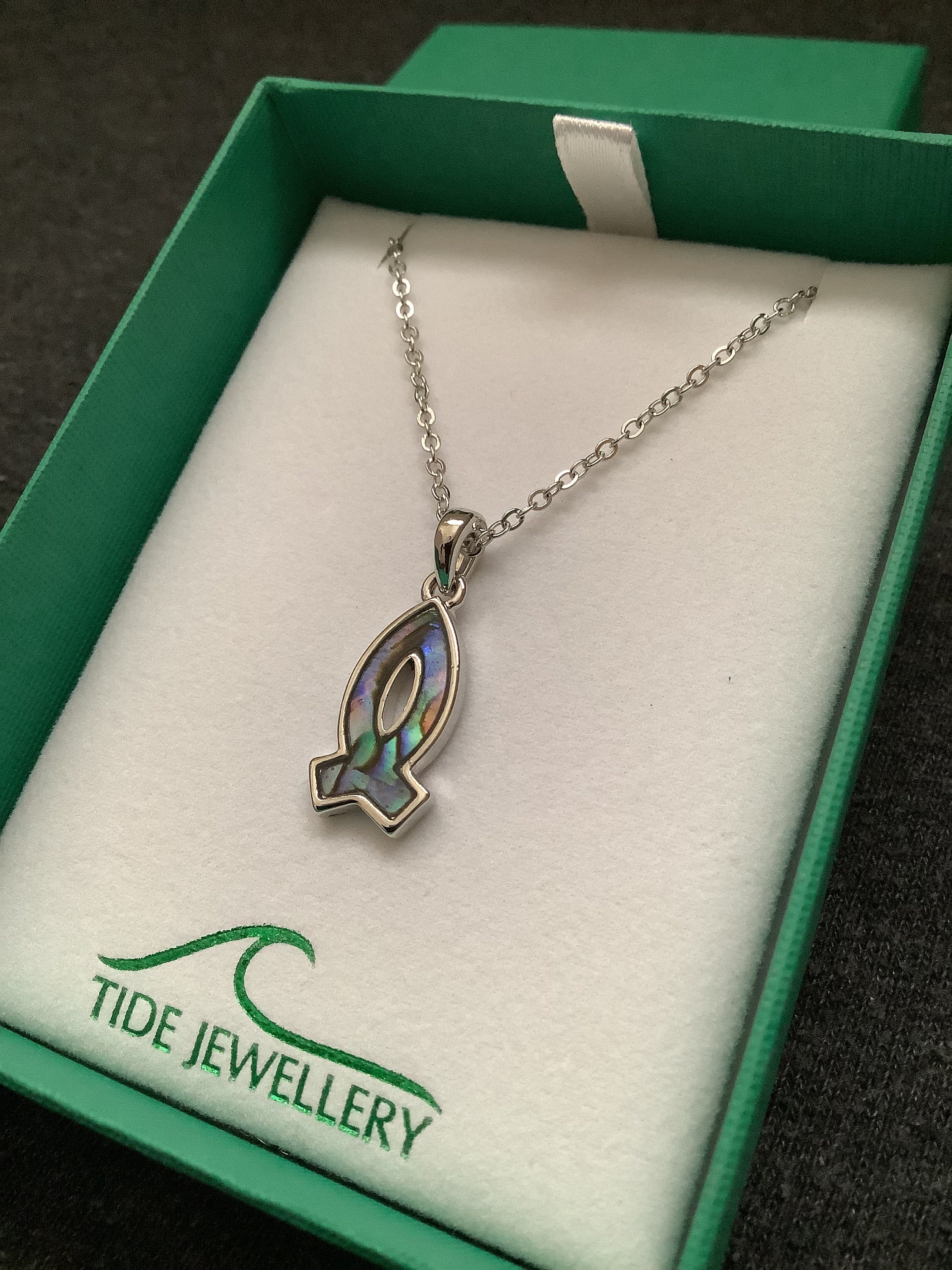 Christian Fish Symbol Inlaid Paua Shell Pendant on A Chain | Etsy