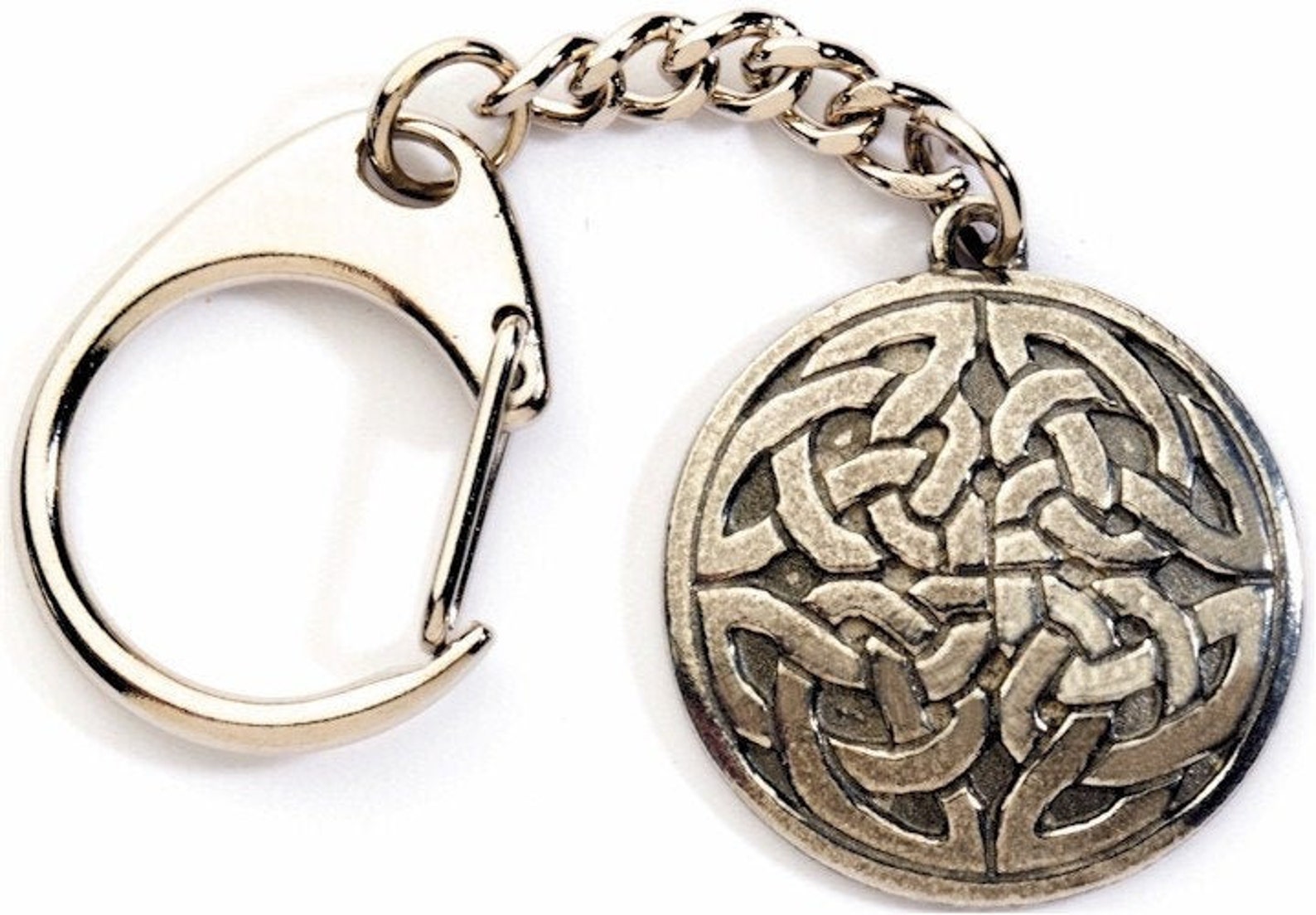 Celtic Round Interlaced Pewter Keyring - Etsy