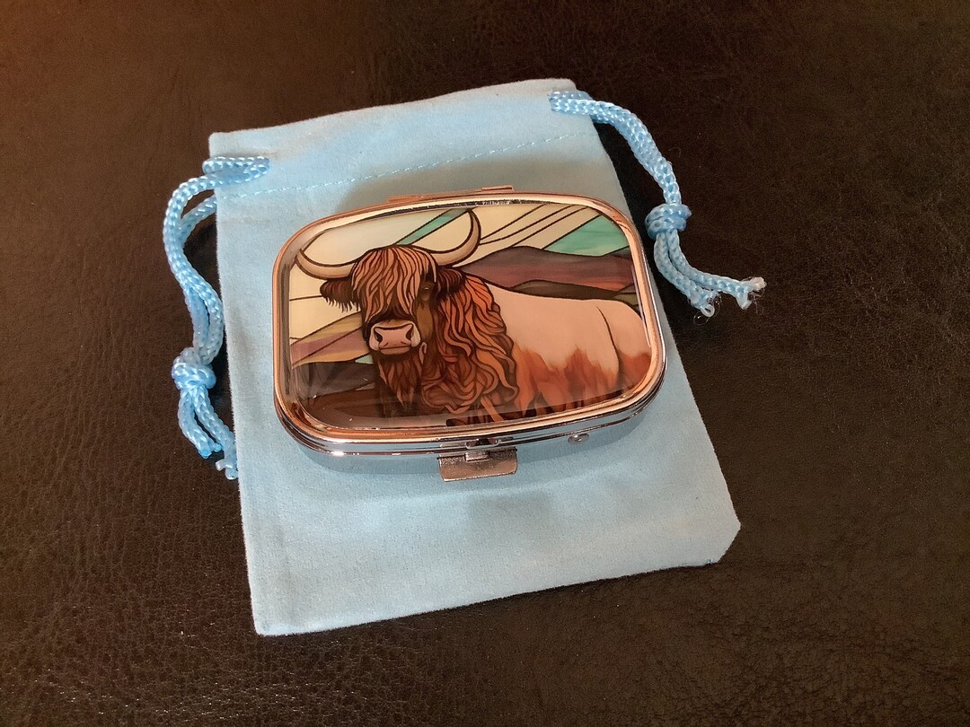 Cute Highland Cow Metal Pill Box - Etsy