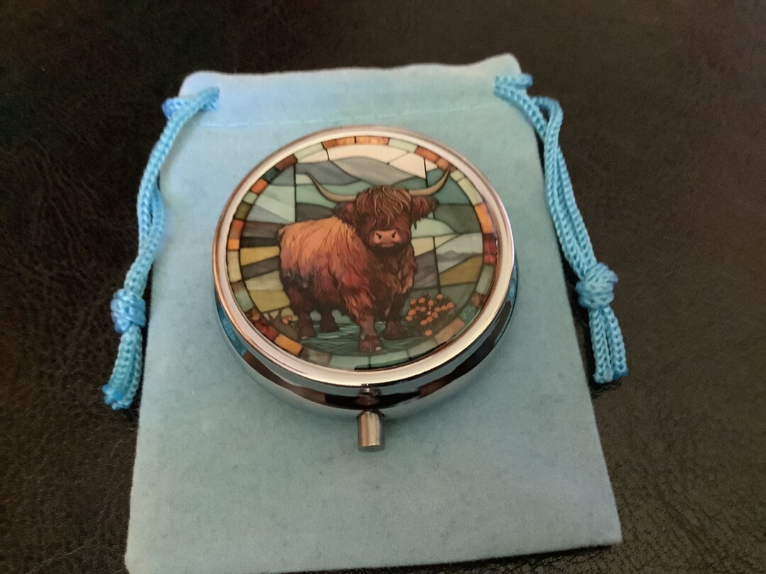 Cute Highland Cow Metal Pill Box - Etsy