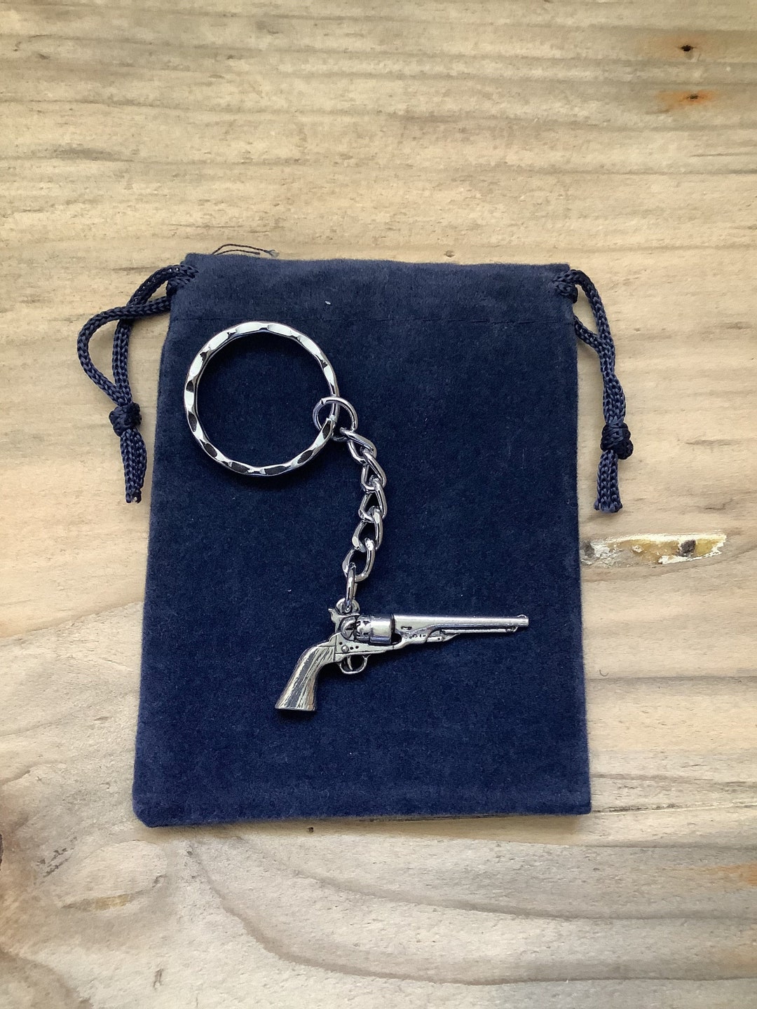 Antique Revolver Silver Pewter Keychain With A Velveteen Gift Bag - Etsy
