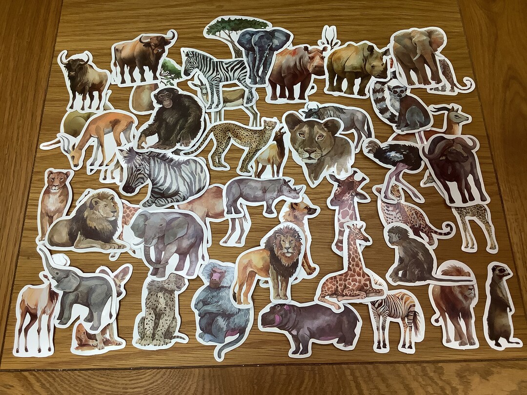 50 Wild Animals Themed Vinyl Stickers - Etsy