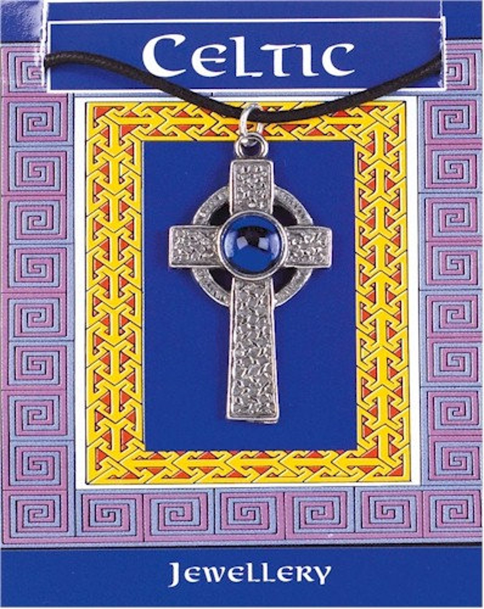 Celtic Interlaced Cross Blue Gem Silver Pewter Pendant on A - Etsy