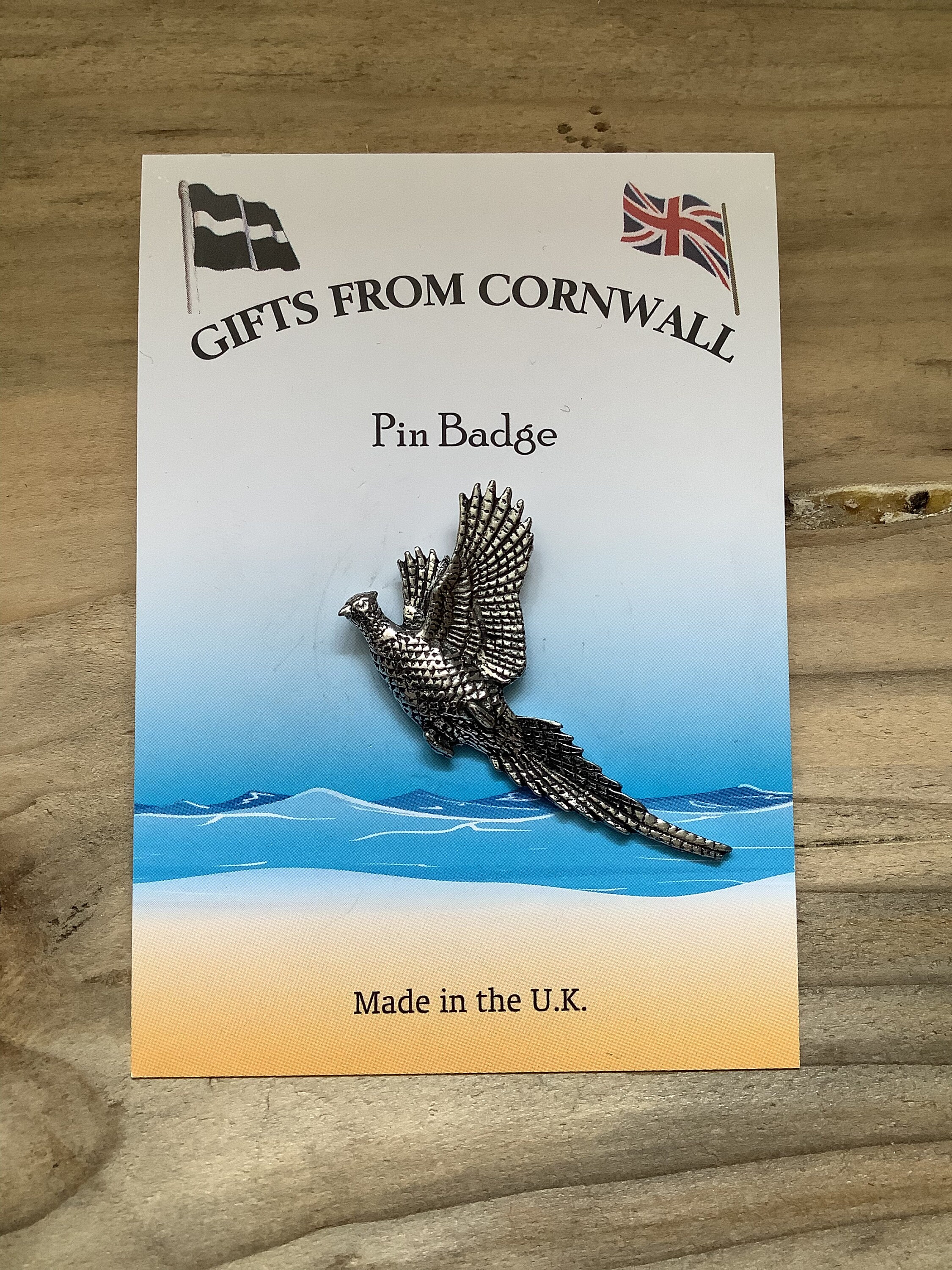 Rising Pheasant Silver Pewter Pin Badge | Etsy