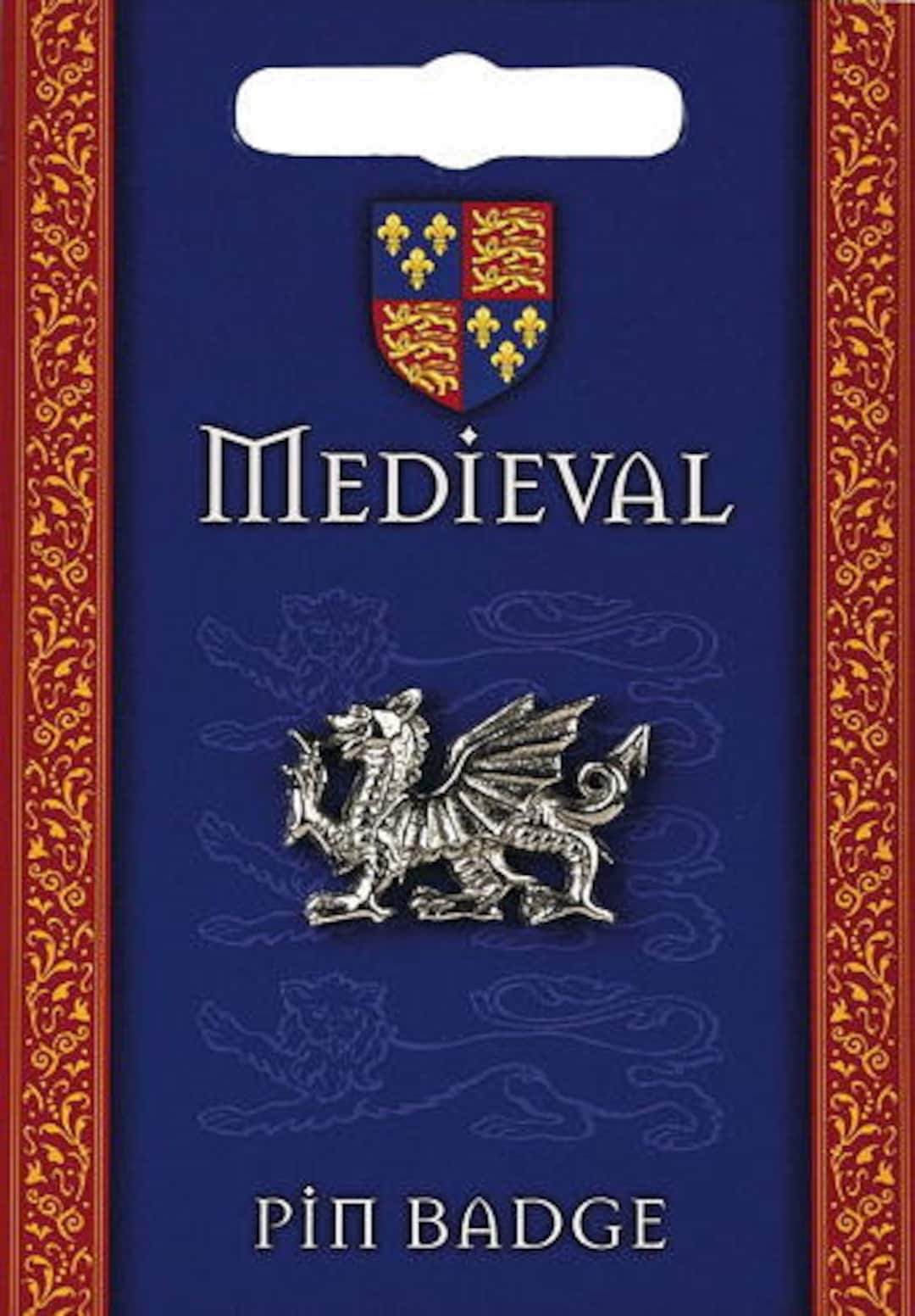 Medieval Heraldic Dragon Silver Pewter Pin Badge - Etsy