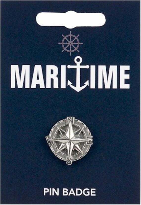 Compass Pewter Pin Badge | Etsy