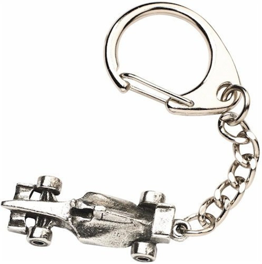 Formula One Racing Car Silver Pewter Keyring - Etsy