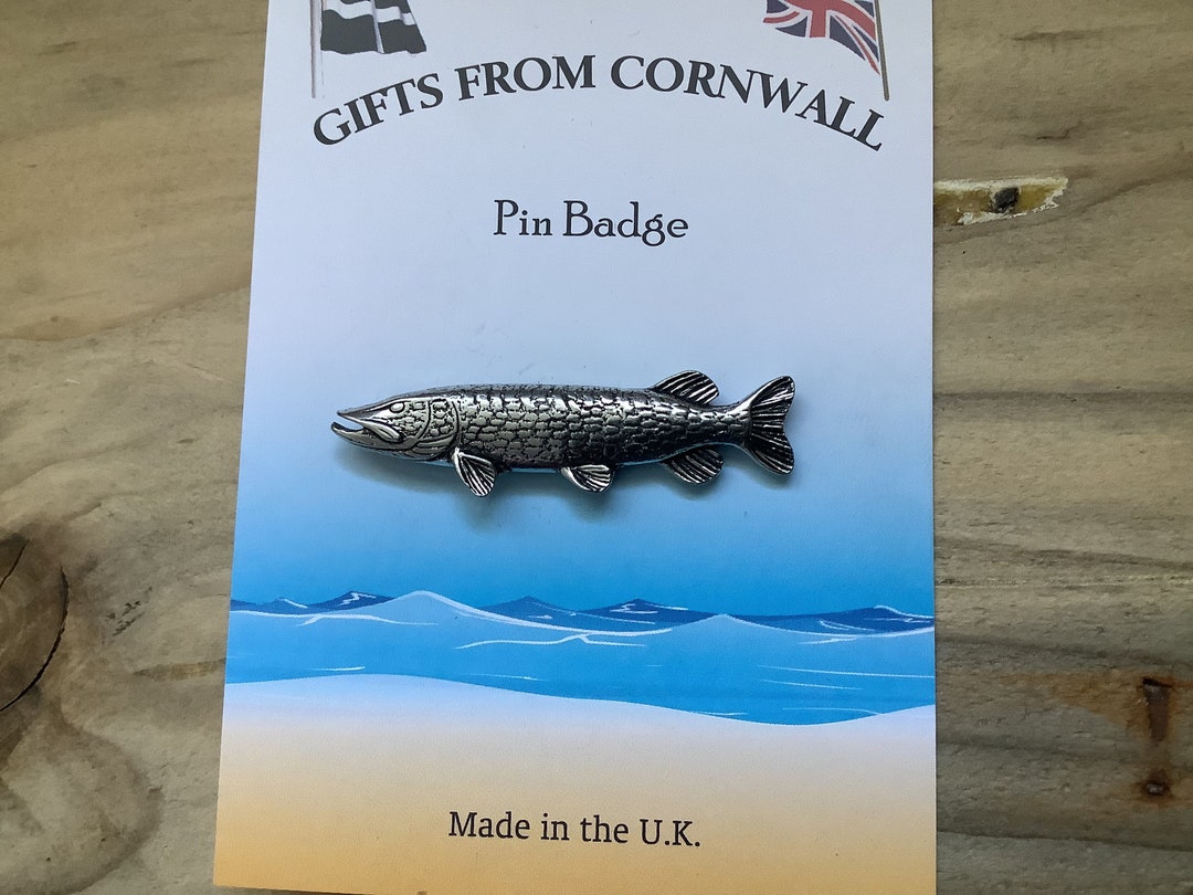 Pike Fish Silver Pewter Pin Badge - Etsy