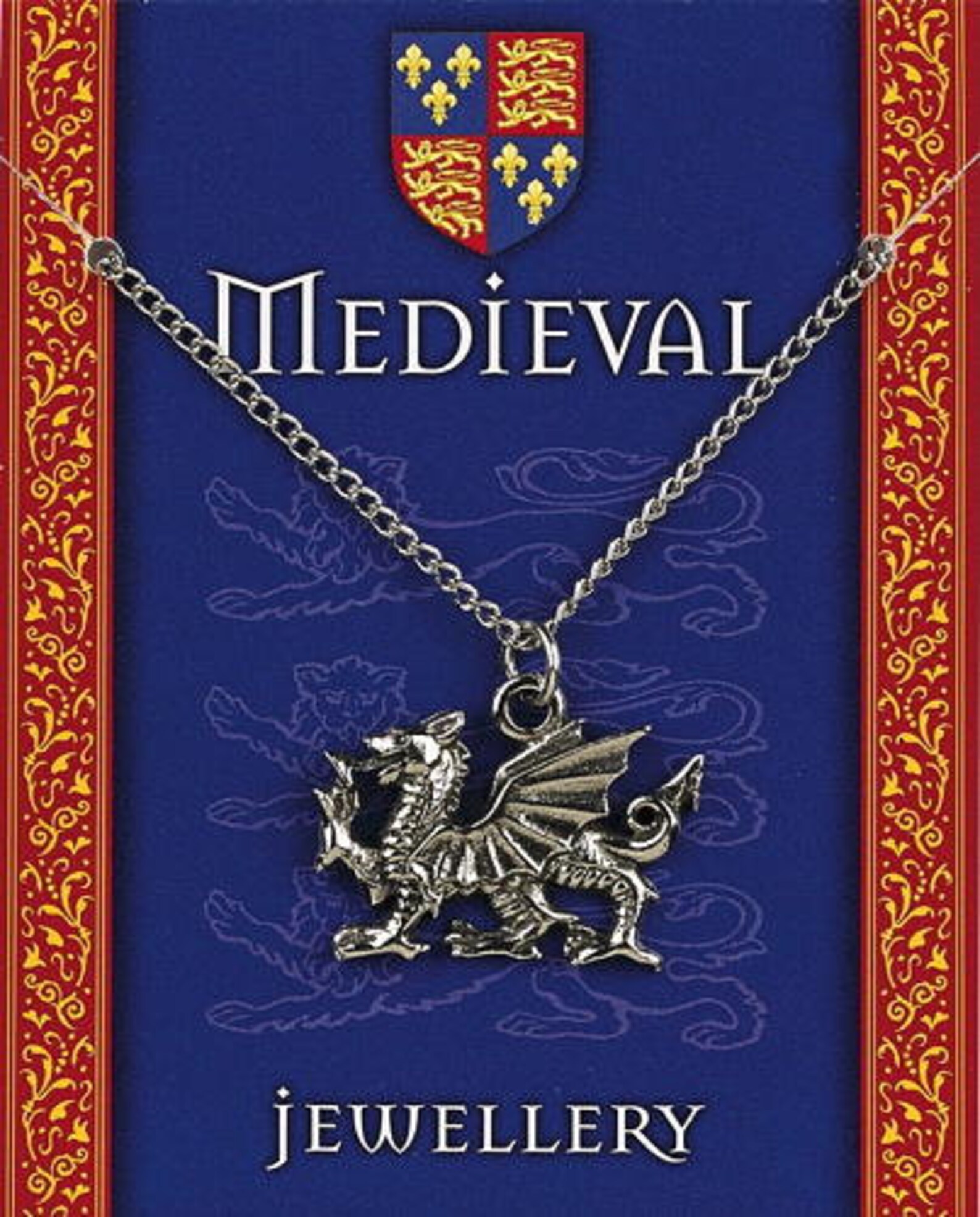 Medieval Heraldic Dragon Pewter Pendant on a Chain | Etsy