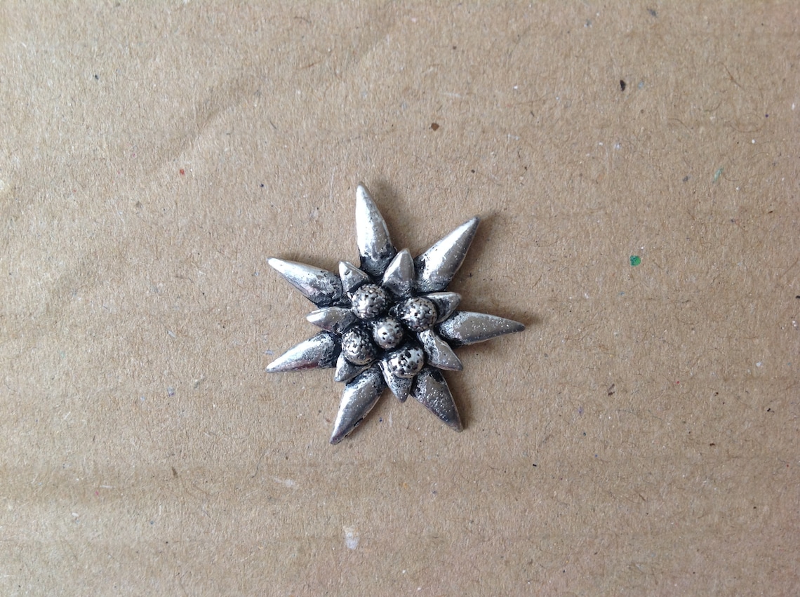 Edelweiss Silver Pewter Pin Badge With A Velveteen Gift Bag - Etsy