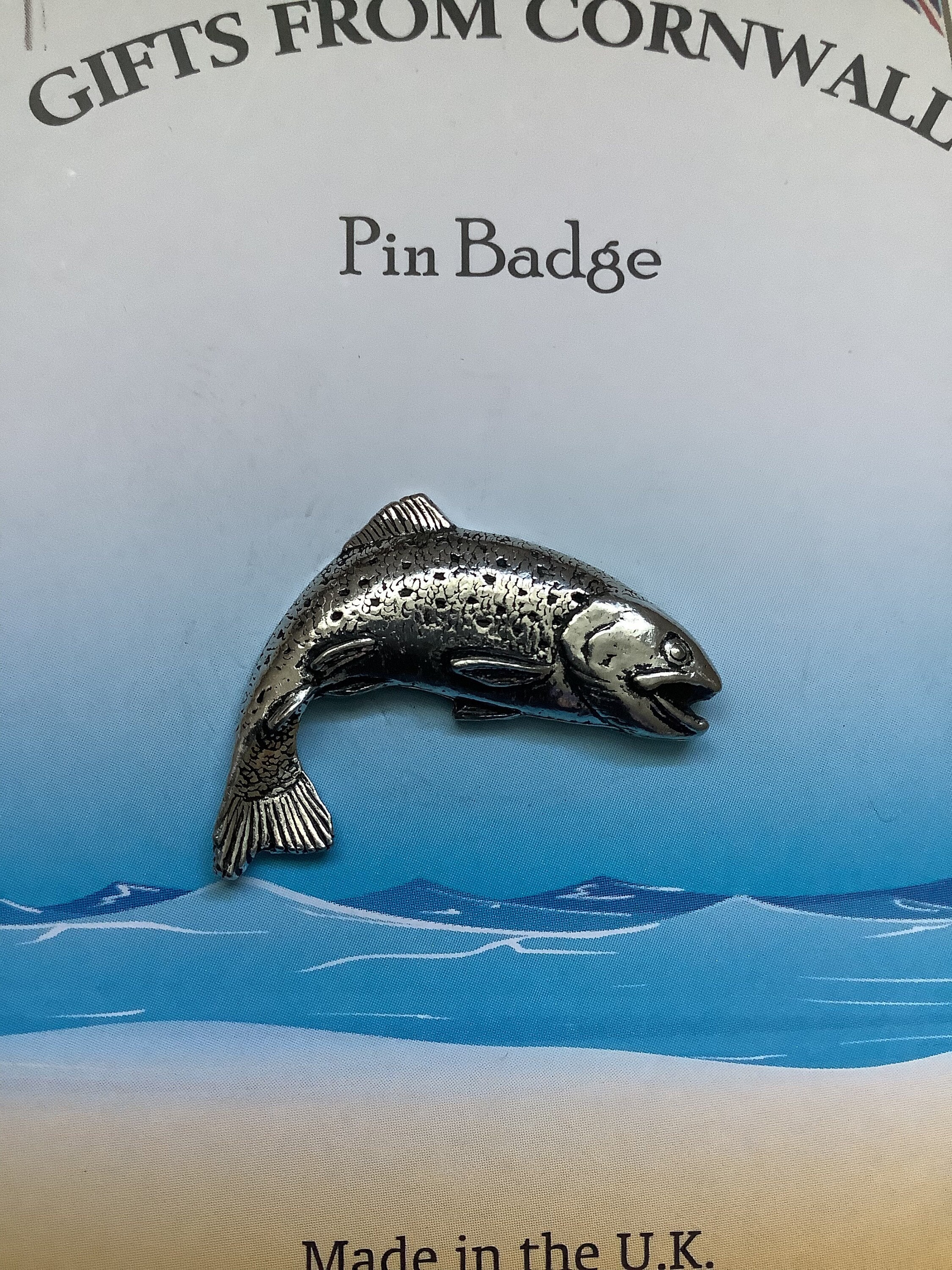 Trout Fish Silver Pewter Pin Badge - Etsy