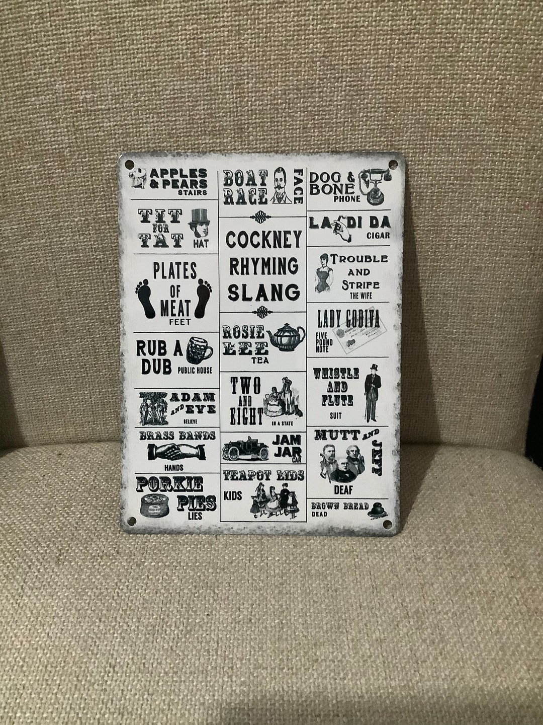 Cockney Rhyming Slang Metal Wall Hanging Sign - Etsy Ireland