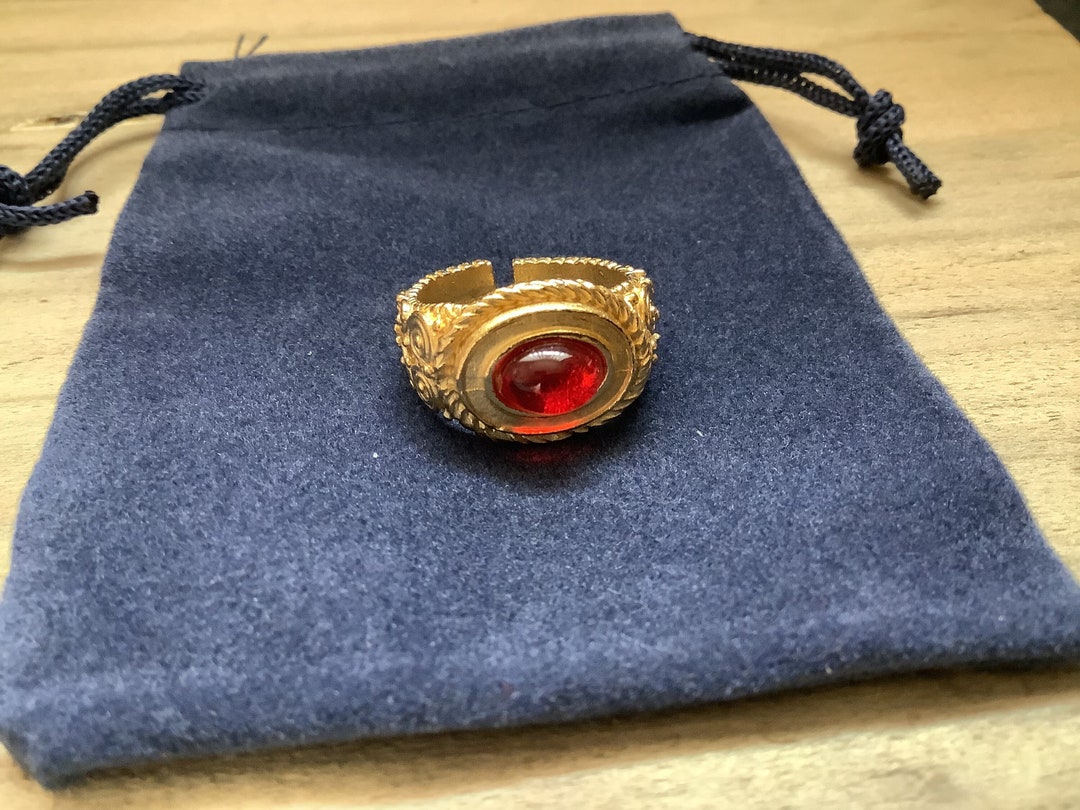 Roman Emperor Gold Plated Ring With A Red Gem - Etsy