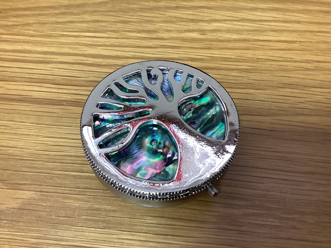 Beautiful Tree of Life Inlaid Paua Shell Pill Box With Mirror - Etsy
