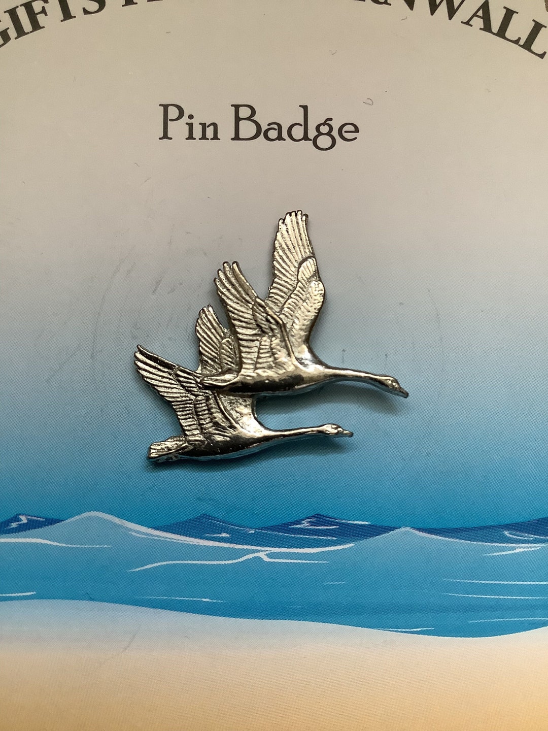Flying Swans Silver Pewter Pin Badge - Etsy