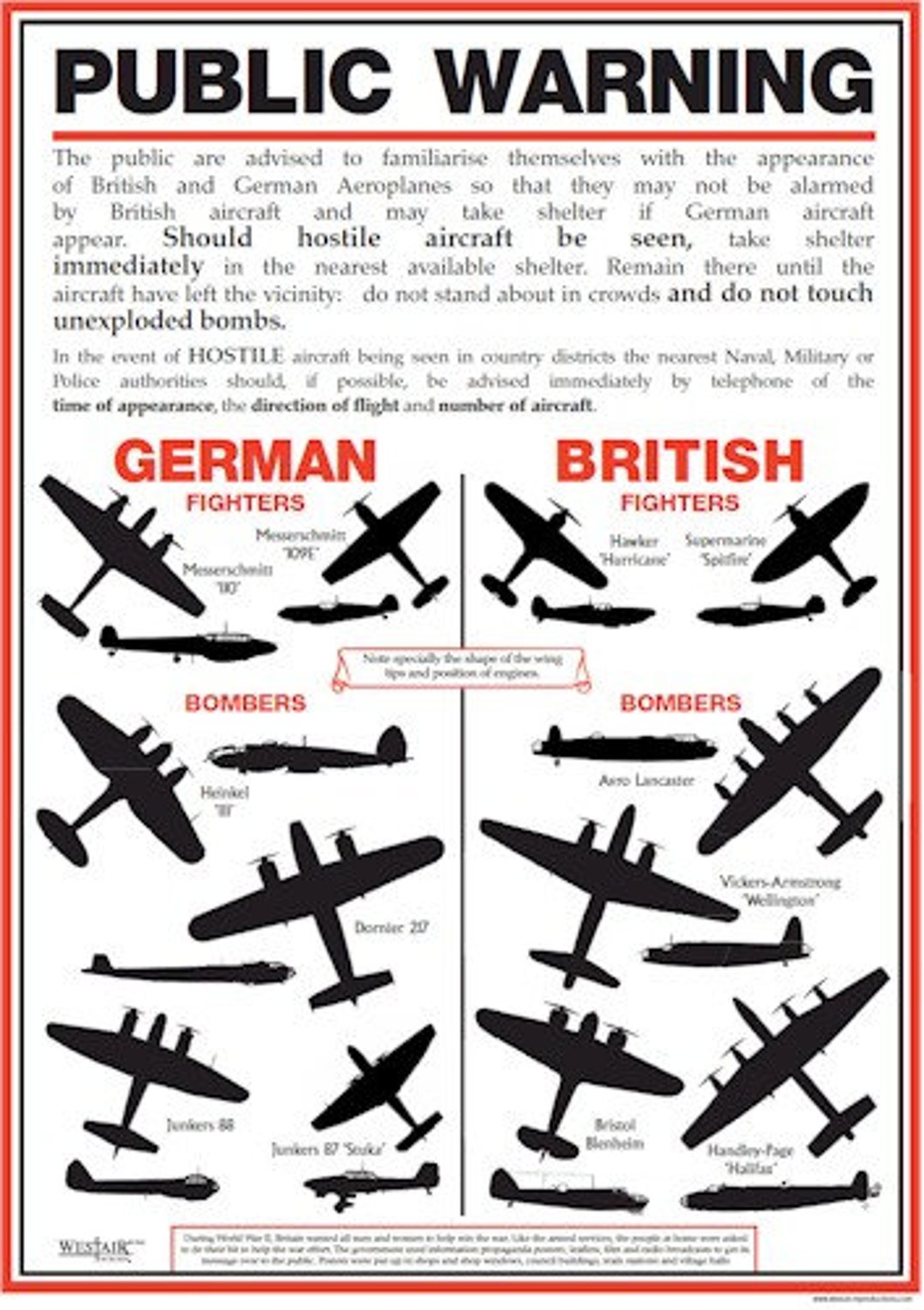 World War 11 Aircraft Identification A3 Poster - Etsy