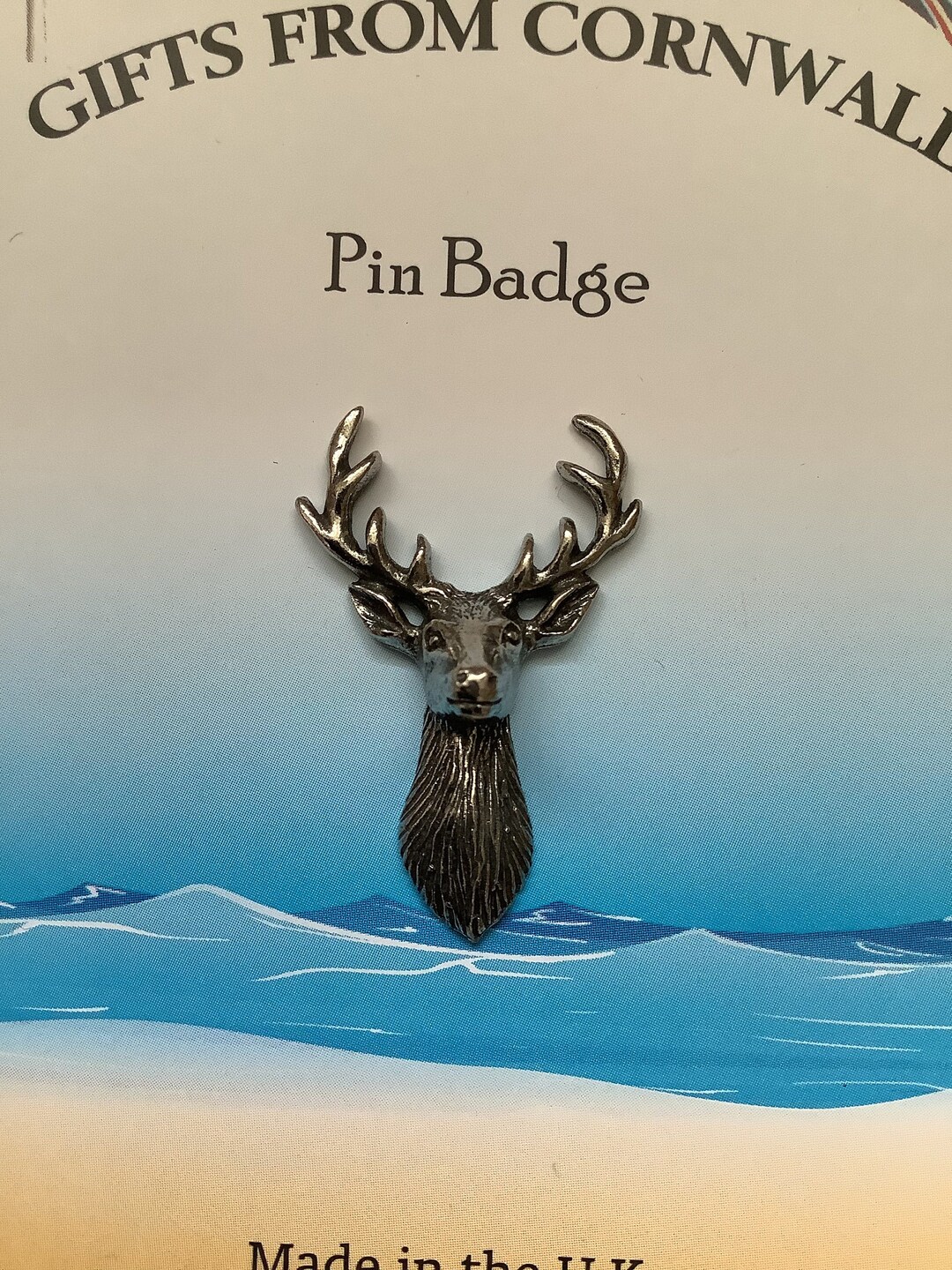 Stag Head Silver Pewter Pin Badge - Etsy