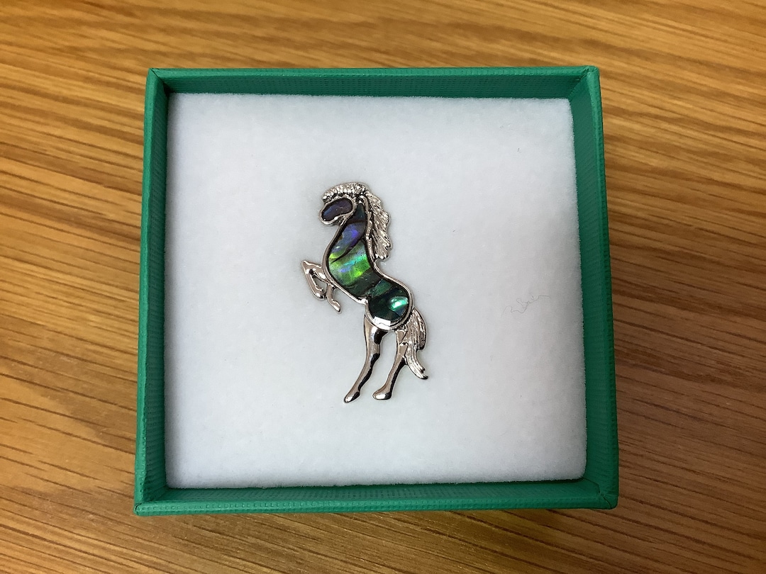Stunning Horse / Stallion Inlaid Paua Shell Pin Badge - Etsy